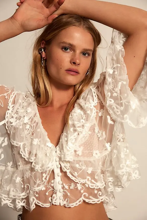 LoveShackFancy Vessia Embroidered Top