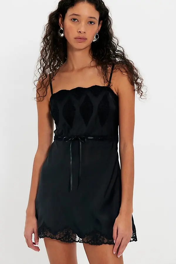 LoveShackFancy Lace-detailed Mini Slip Dress - Black