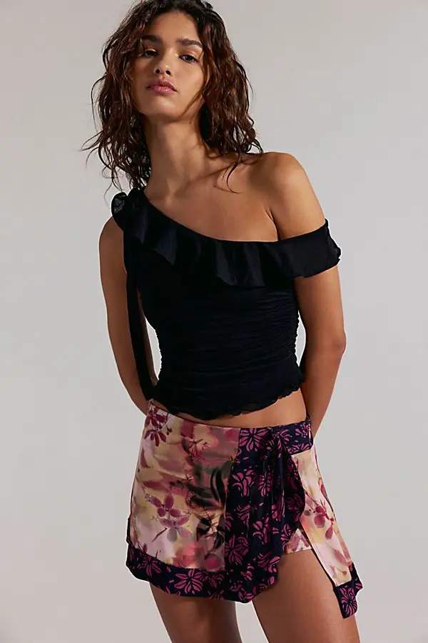 Free People Sun Soaked Sarong Mini Skort - Sunrise Combo