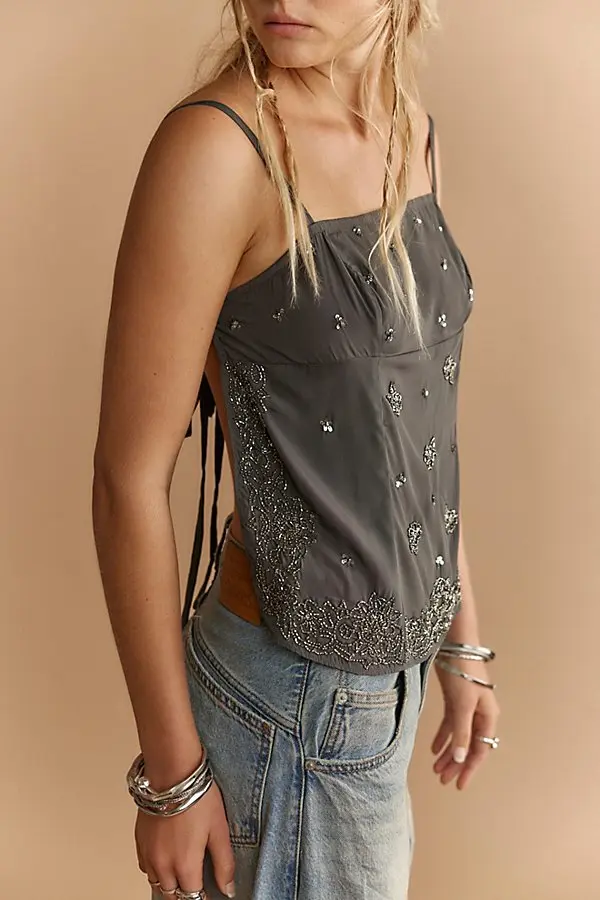 Free People Embellished Open-back Top