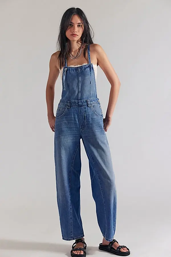 Free People We The Free Rowen Slim Arc Overalls - Dayflower