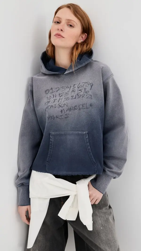 MAISON MARGIELA Embroidered Logo Hoodie - Cobalt