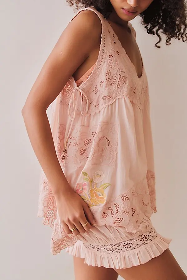 Free People Eye Catcher Bloomsie Romper - Spring Blush