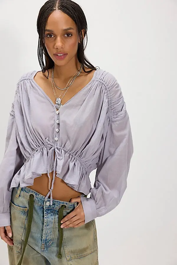 Free People Forget Me Knot Top - Purple Ash