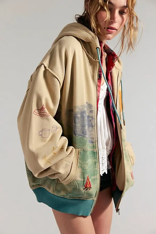 Free People We The Free Into The Wild Oversized Zip-up Hoodie