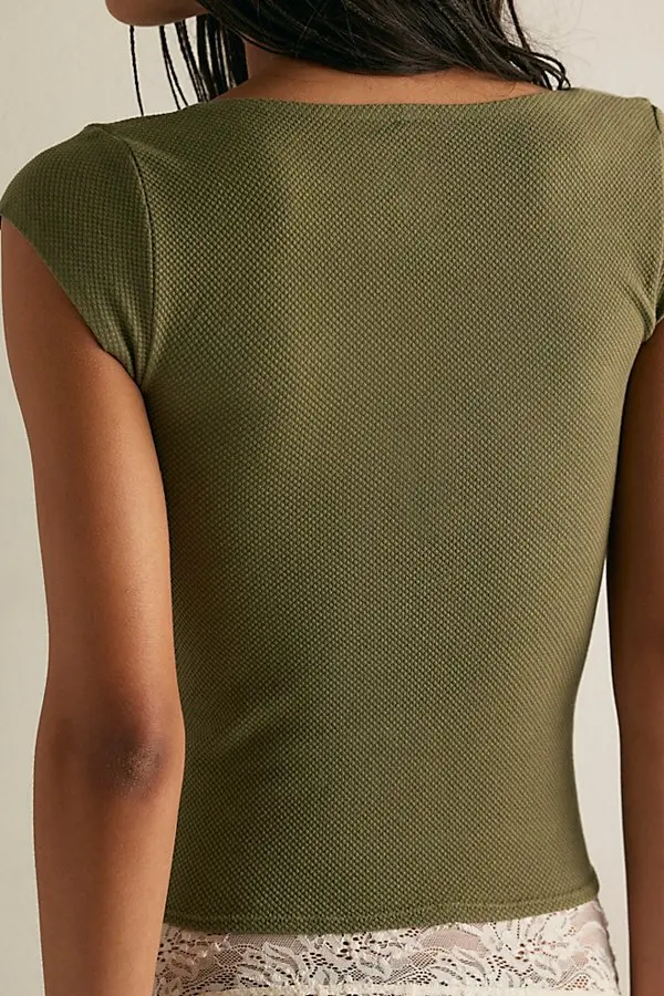 Free People Round Two Pique Tee - Capulet Olive