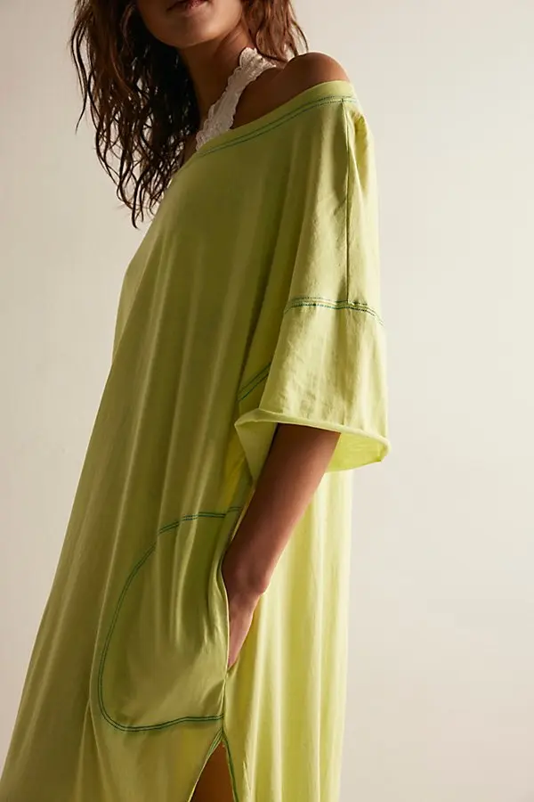 Free People Night Mode Maxi Tee - Creme Vert