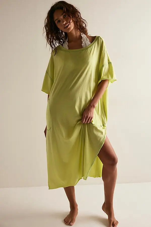 Free People Night Mode Maxi Tee - Creme Vert