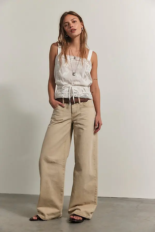 Free People Wildflower Cross-stitch Tank - Ivory