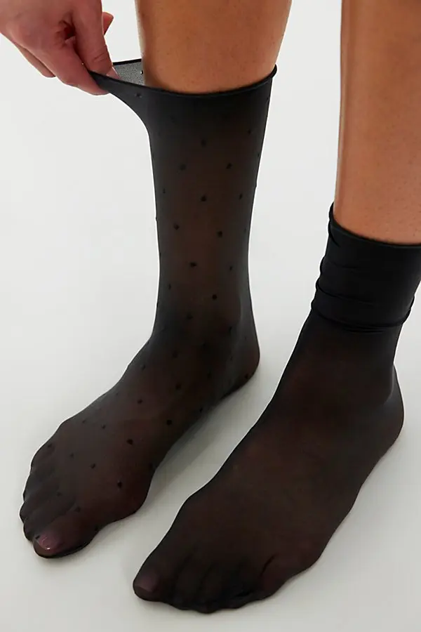 Free People Lina Sheer Socks 2-pack - Off Black