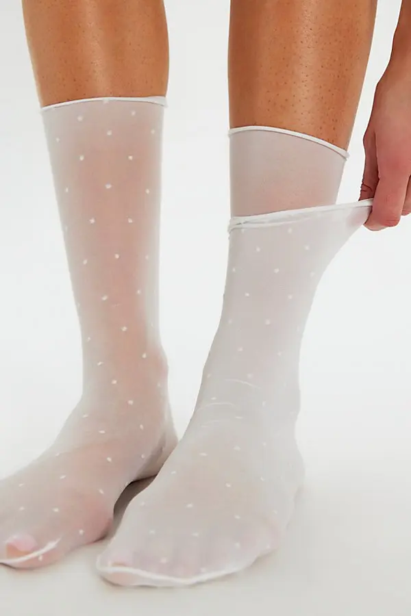 Free People Lina Sheer Socks 2-pack - White