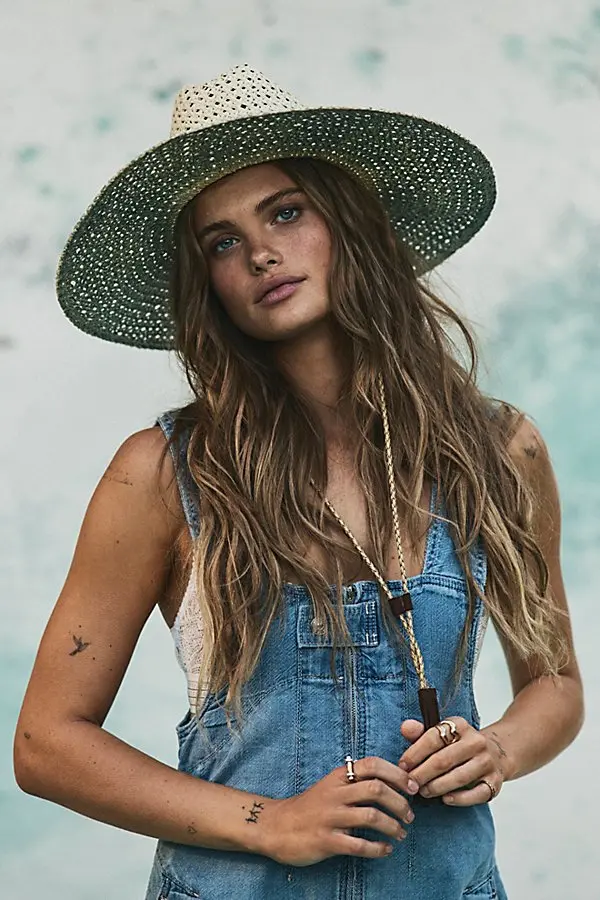 Free People Lifeguard Straw Hat - Blue