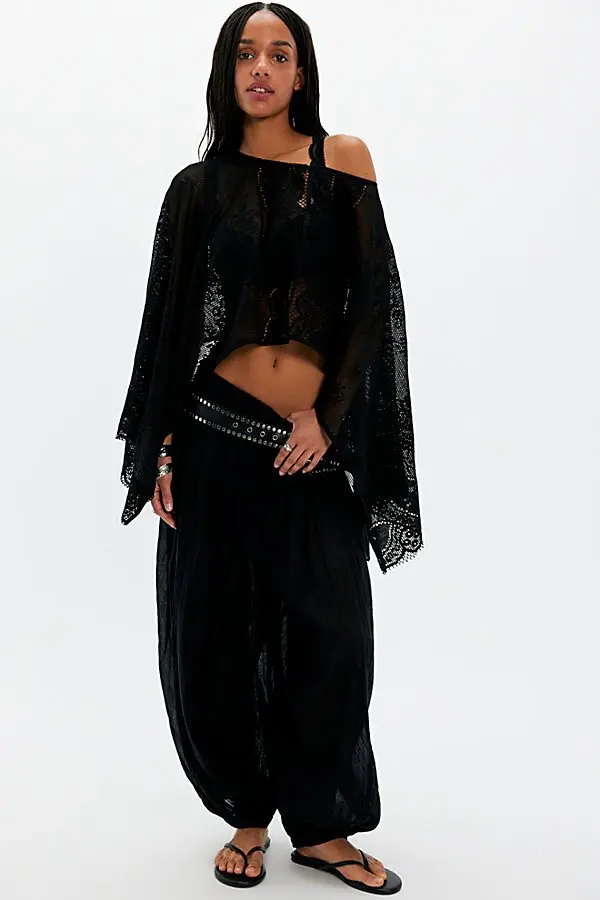 Free People Elsa Lace Poncho - Black