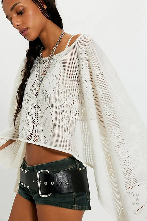 Free People Elsa Lace Poncho - Ivory