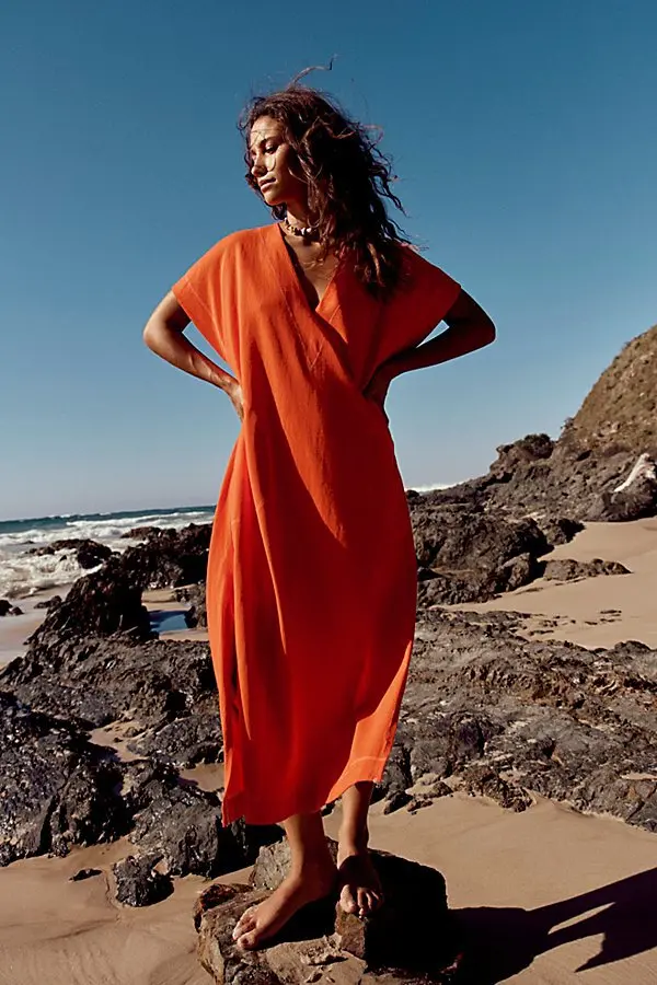 Free People Strada Maxi Dress - Tangerine Tango