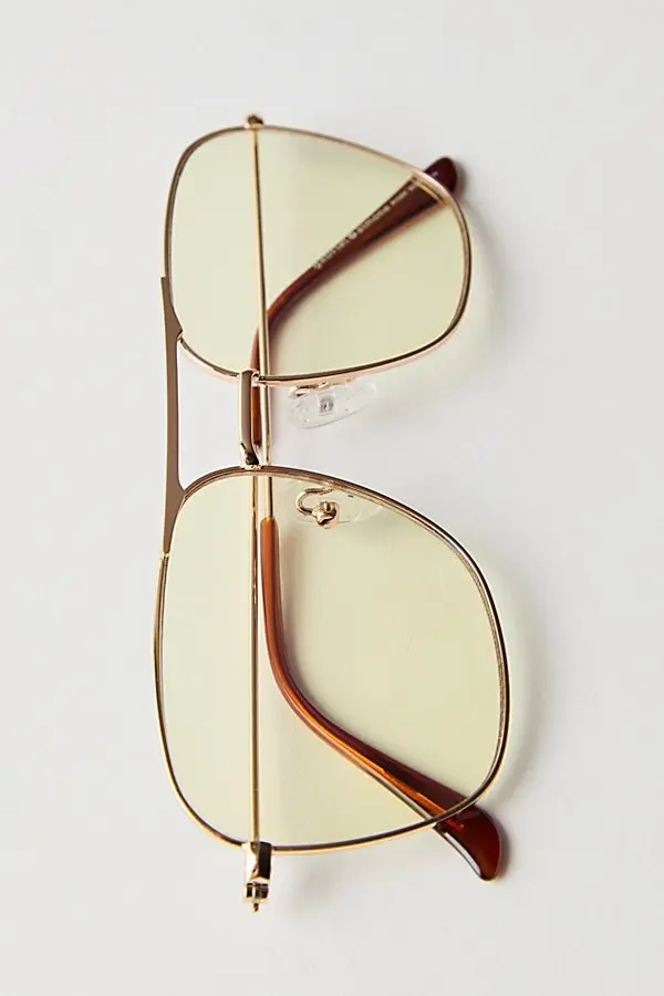 GABRIEL + SIMONE Ryder Aviator Blue Light Glasses - Gold/yellow
