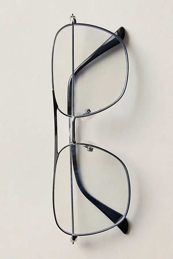 GABRIEL + SIMONE Ryder Aviator Blue Light Glasses - Silver/blue