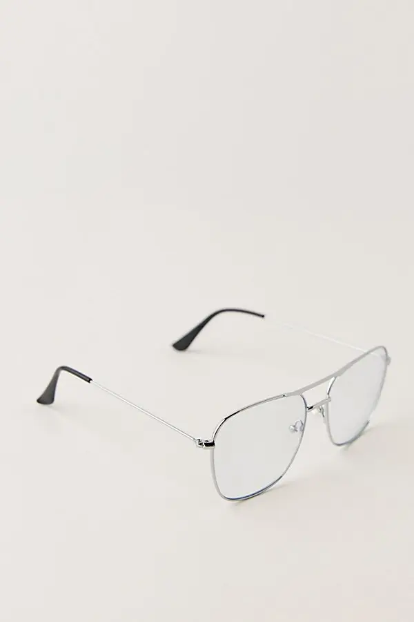 GABRIEL + SIMONE Ryder Aviator Blue Light Glasses - Silver/blue