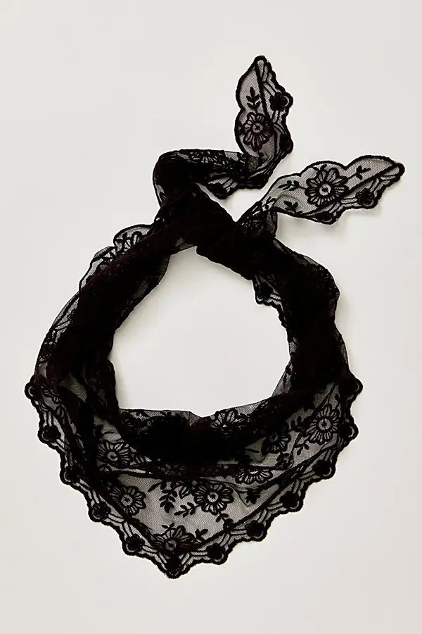 Free People Forever Lace Triangle Scarf - Ganache