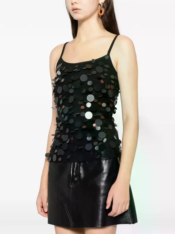 Cynthia Rowley Paola Embellished Square Neck Sleeveless Top
