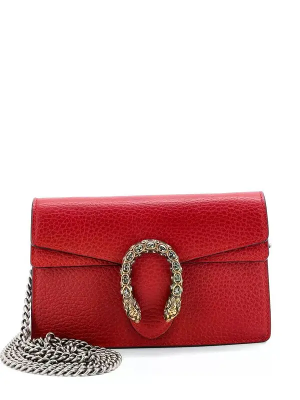 Gucci Dionysus Leather Super Mini Clutch Bag - Red