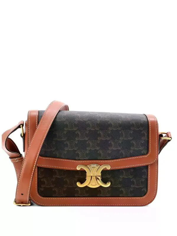 Celine Triomphe Coated Canvas Medium Shoulder Bag - Brown