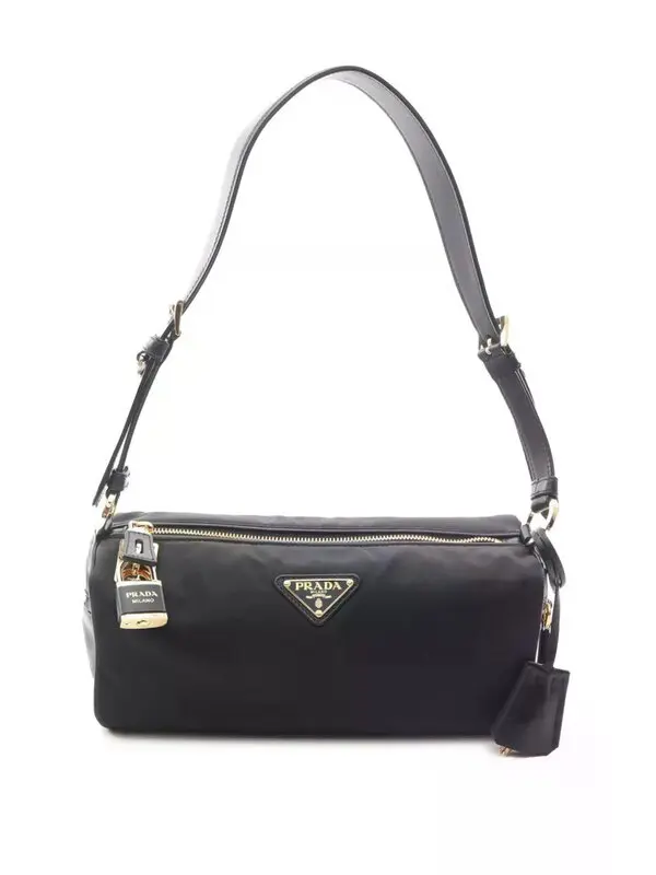 Prada 2013-2025 Tessuto Logo Shoulder Bag - Black
