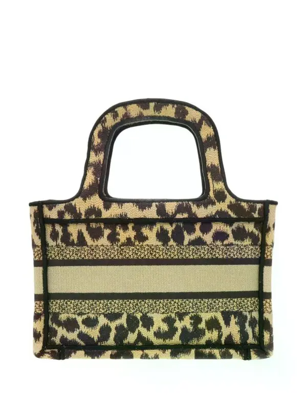 Dior 2021 Mizza Mini Embroidered Leopard Book Tote Bag - Brown