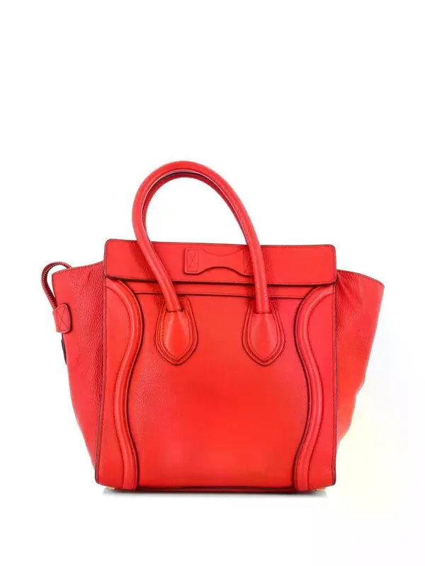 Celine Luggage Bag Grainy Leather Micro Tote Bag - Red