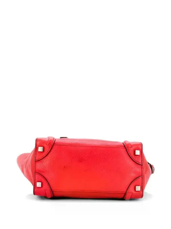 Celine Luggage Bag Grainy Leather Micro Tote Bag - Red