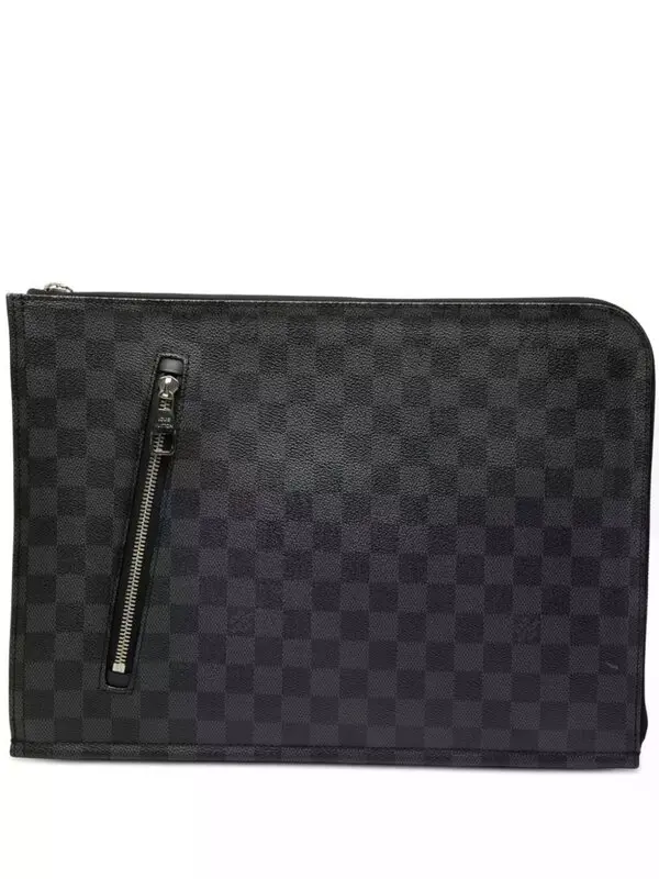 LOUIS VUITTON 2012 Damier Graphite Canvas Poche Documents Clutch - Black