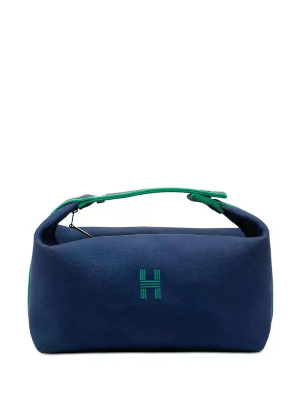 Hermès Large Toile Bride A Brac Case Vanity Bag - Blue