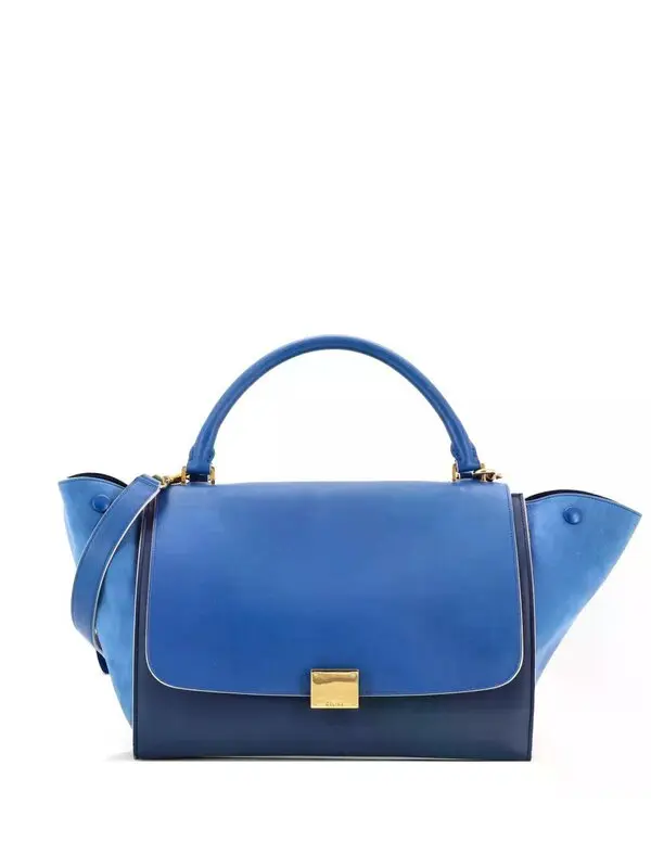 Celine Trapeze Leather Medium Satchel - Blue