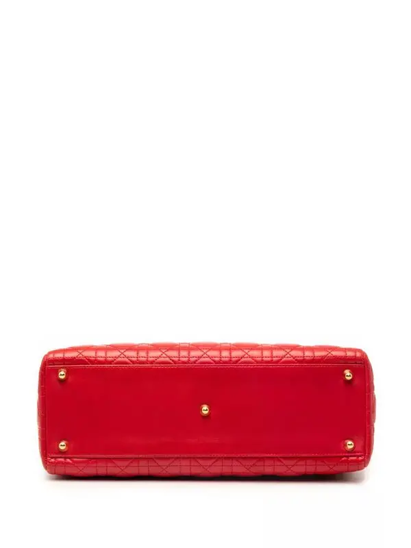 Dior 1999 Large Lambskin Cannage Lady Satchel - Red