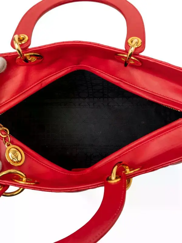 Dior 1999 Large Lambskin Cannage Lady Satchel - Red