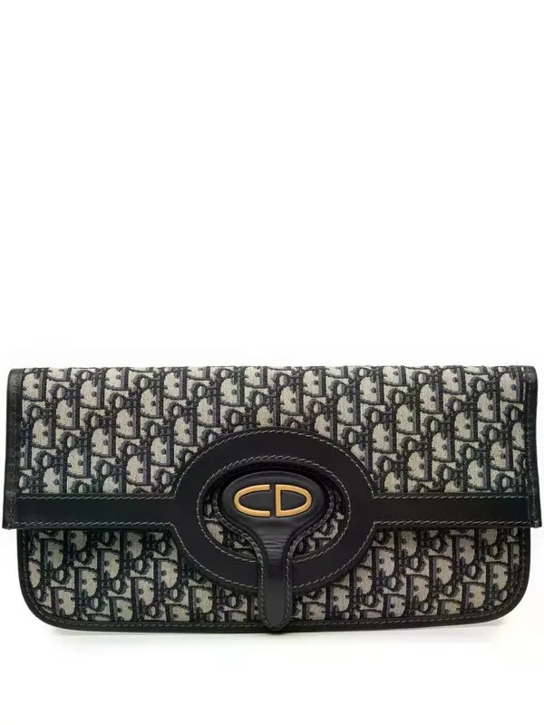 Dior 2020 Oblique Canvas Fold Over Clutch - Blue