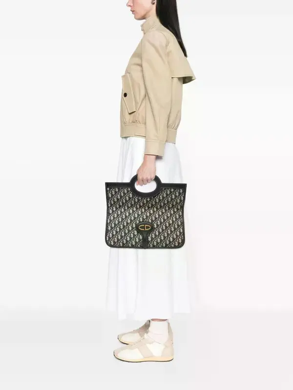 Dior 2020 Oblique Canvas Fold Over Clutch - Blue