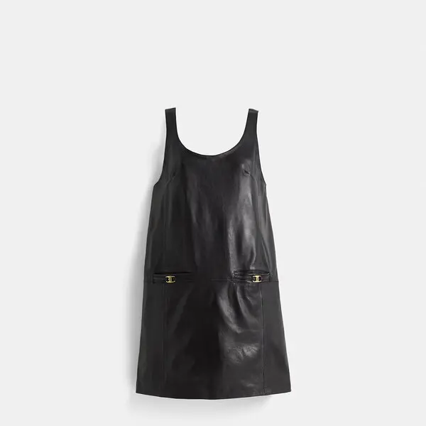 COACH Restored Heritage C Leather Dress - Black
