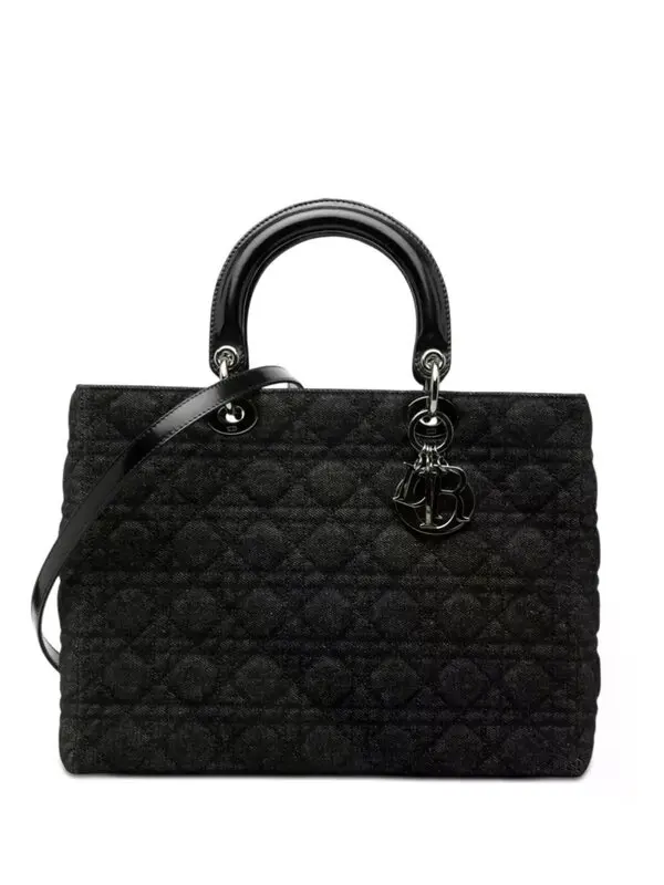 Dior 1999 Large Denim Cannage Lady Satchel