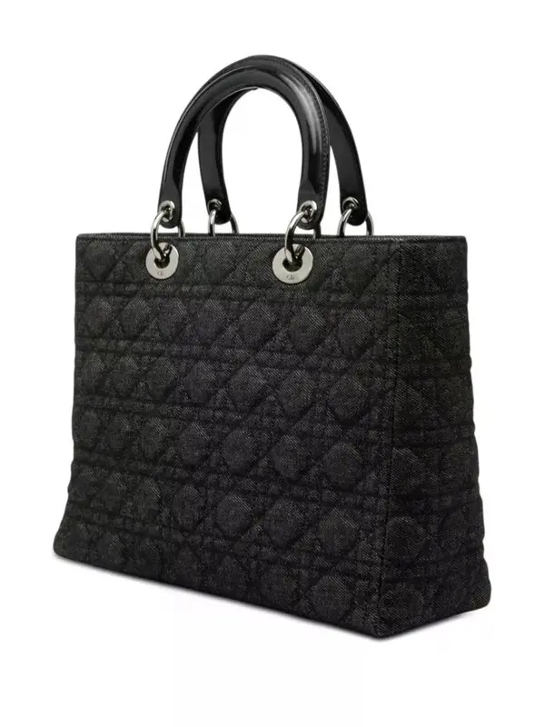 Dior 1999 Large Denim Cannage Lady Satchel