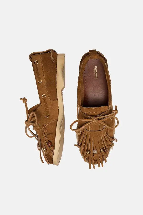 GOLDEN GOOSE Boat Shoes With Tassels - Brown
