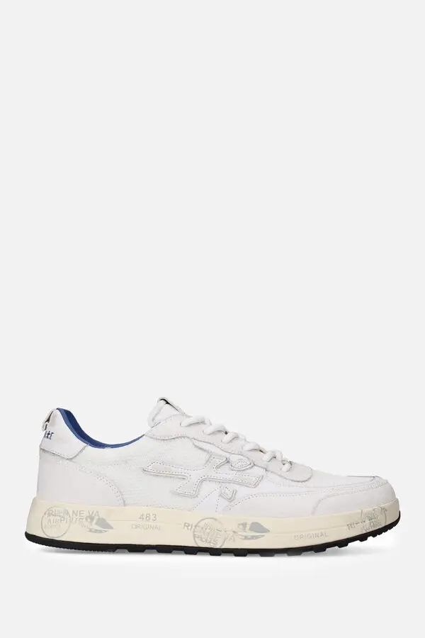Premiata Leather And Canvas Lace-up Sneakers - Bianco