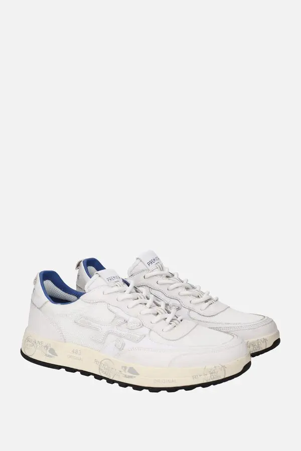 Premiata Leather And Canvas Lace-up Sneakers - Bianco