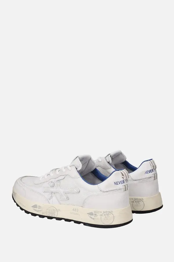 Premiata Leather And Canvas Lace-up Sneakers - Bianco