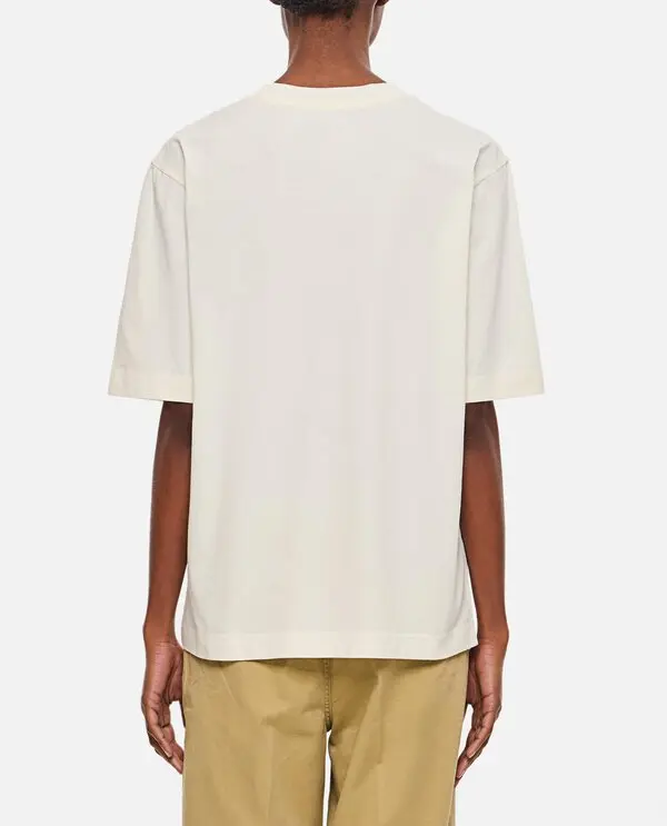 Moncler Crew-neck T-shirt With Raised Logo - White
