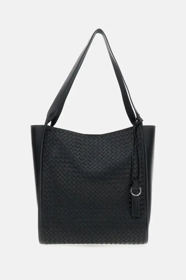 Bottega Veneta Intrecciato Leather Messenger Bag - Black
