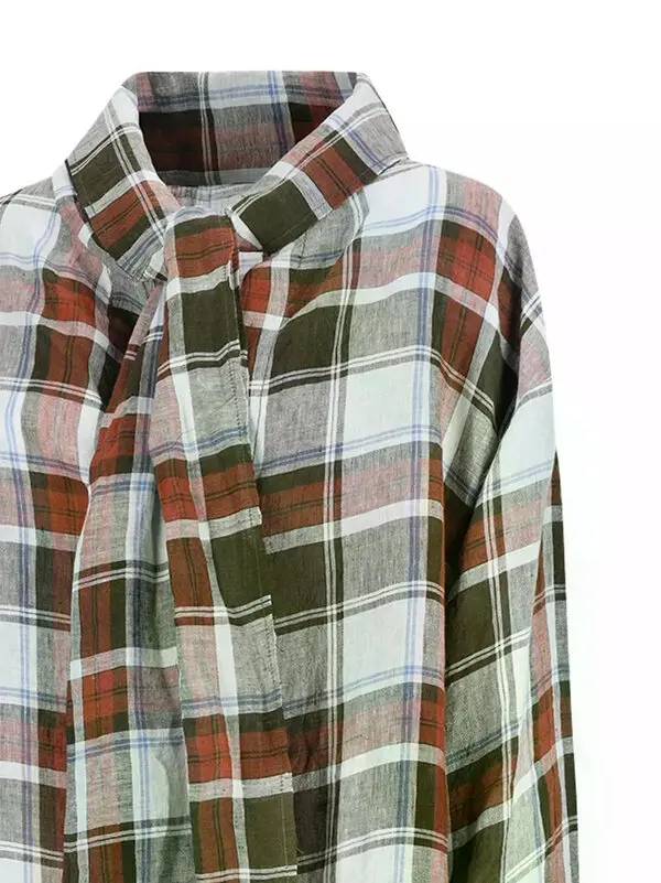 MARBELL Plaid Tie Blouse