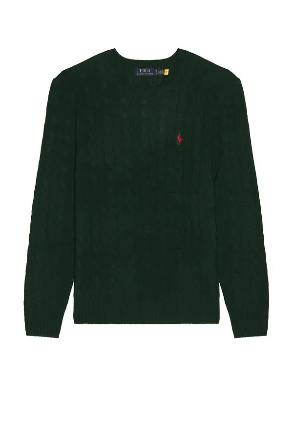 Polo Ralph Lauren Long Sleeve Wool Cashmere Cable Knit Crewneck Sweater - Moss Agate