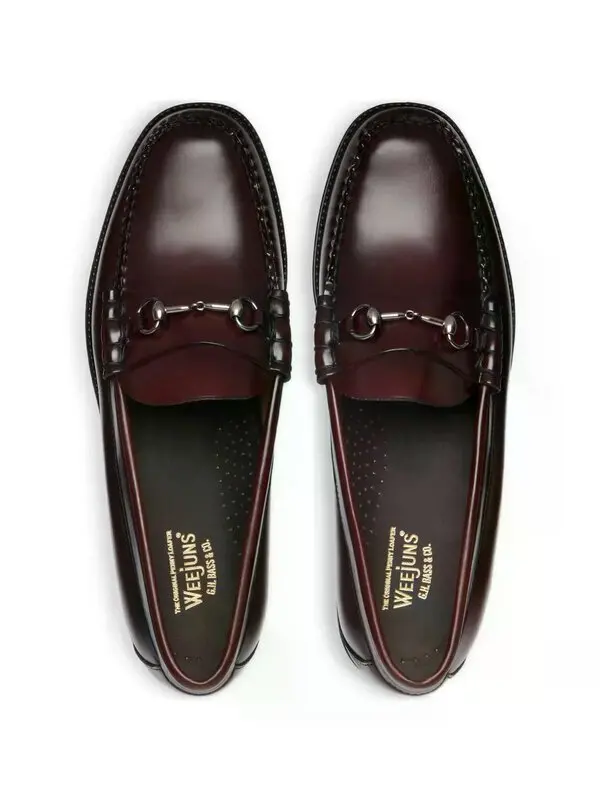 G.H.BASS Penny Slides Horsebit Leather Loafers - Red