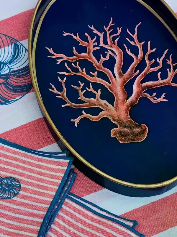 LES-OTTOMANS Coral Oval Tray